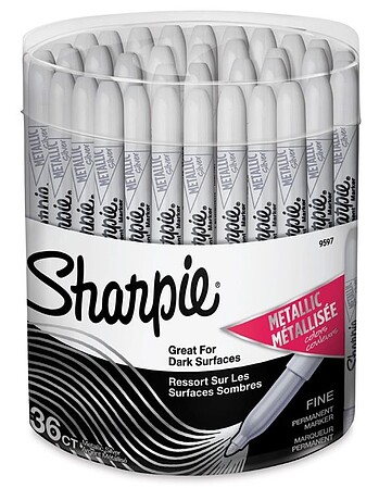 Sharpie Fine Metallic Silver Sharpie Markers (36) in Counter Canister