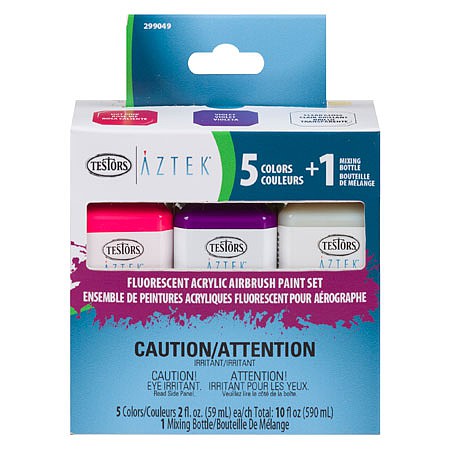 Testors Aztek 2 oz Fluorescent Acrylic Paint Set