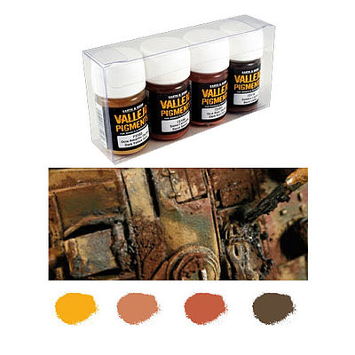 Vallejo Rust & Oil Pigment Powder Set (4 Colors) Hobby and Model Paint ...