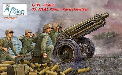Vision US M1A1 75mm Pack Howitzer Gun Plastic Model Artillery Kit 1/35 ...