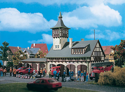 Vollmer Village Fire Station Kit HO Scale Model Railroad Building #43751