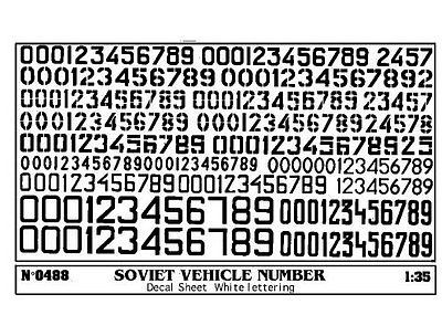 Verlinden Soviet Vehicle Number Plastic Model Vehicle Decal 1/35 Scale ...