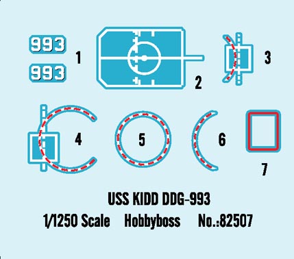USS Kidd DDG-993 -- Plastic Model Military Ship Kit -- 1/1250 Scale ...