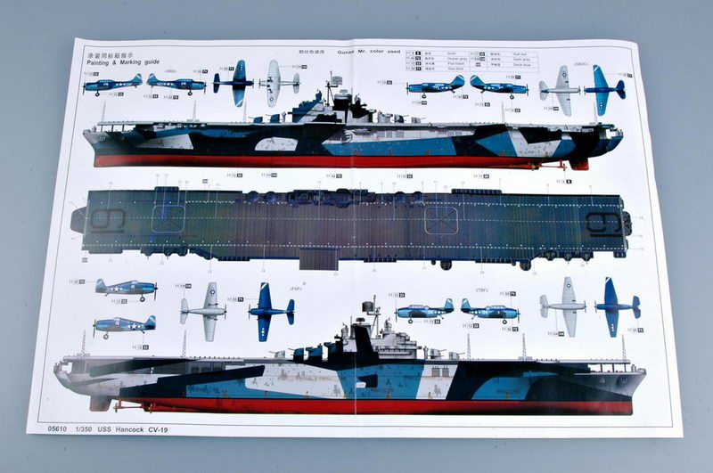 USS Hancock CV-19 1944 -- Plastic Model Military Ship Kit -- 1/350 ...