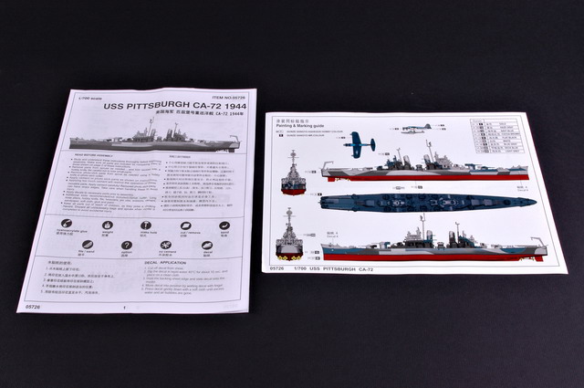 '44 USS Pittsburgh CA-72 Cruiser -- Plastic Model Military Ship Kit ...