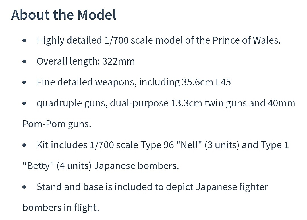 British Prince of Wales Battleship Boat -- Plastic Model Military Ship ...