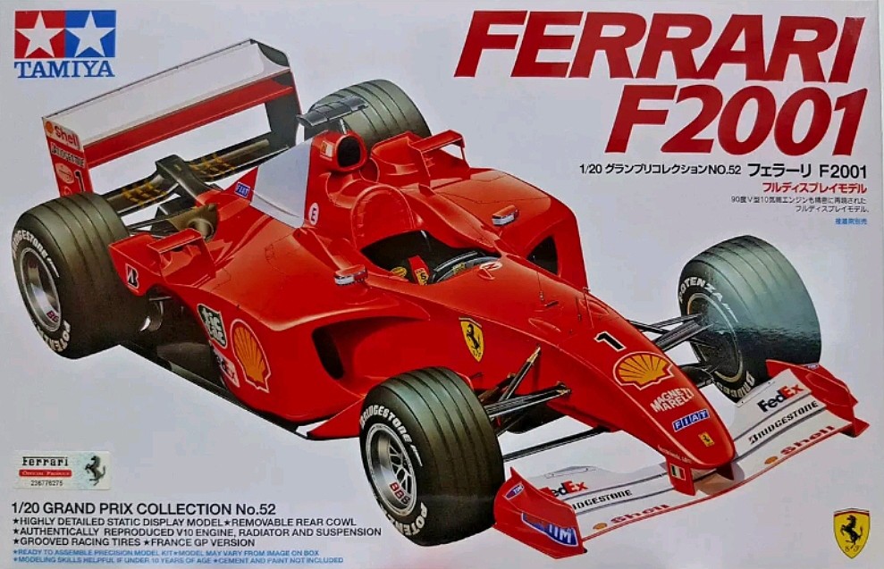 Ferrari F2001 Formula Racecar Open Wheel F1 GP -- Plastic Model Car Kit ...
