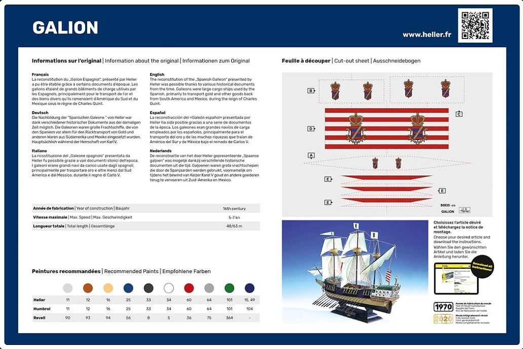 Spanish Galleon Sailing Ship -- Plastic Model Sailing Ship Kit -- 1/200 ...