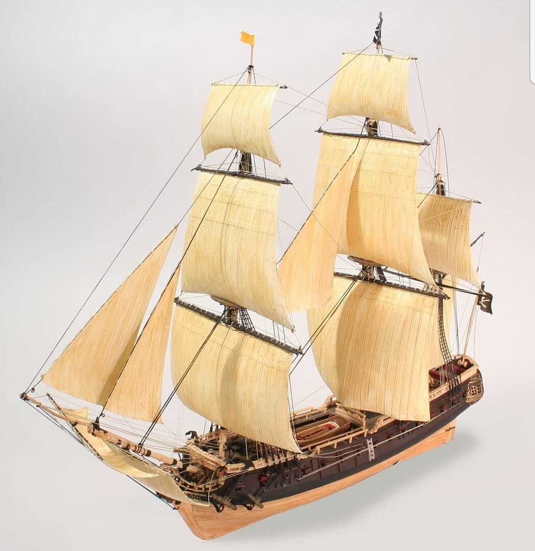 Jolly Roger Pirate Boat -- Plastic Model Sailing Ship -- 1/130 Scale ...