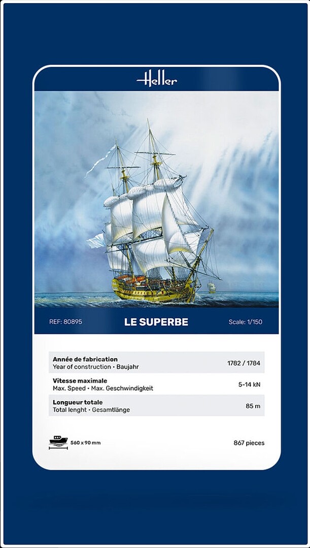 Le Superbe 3-Masted Sailing Ship -- Plastic Model Sailing Ship Kit -- 1 ...
