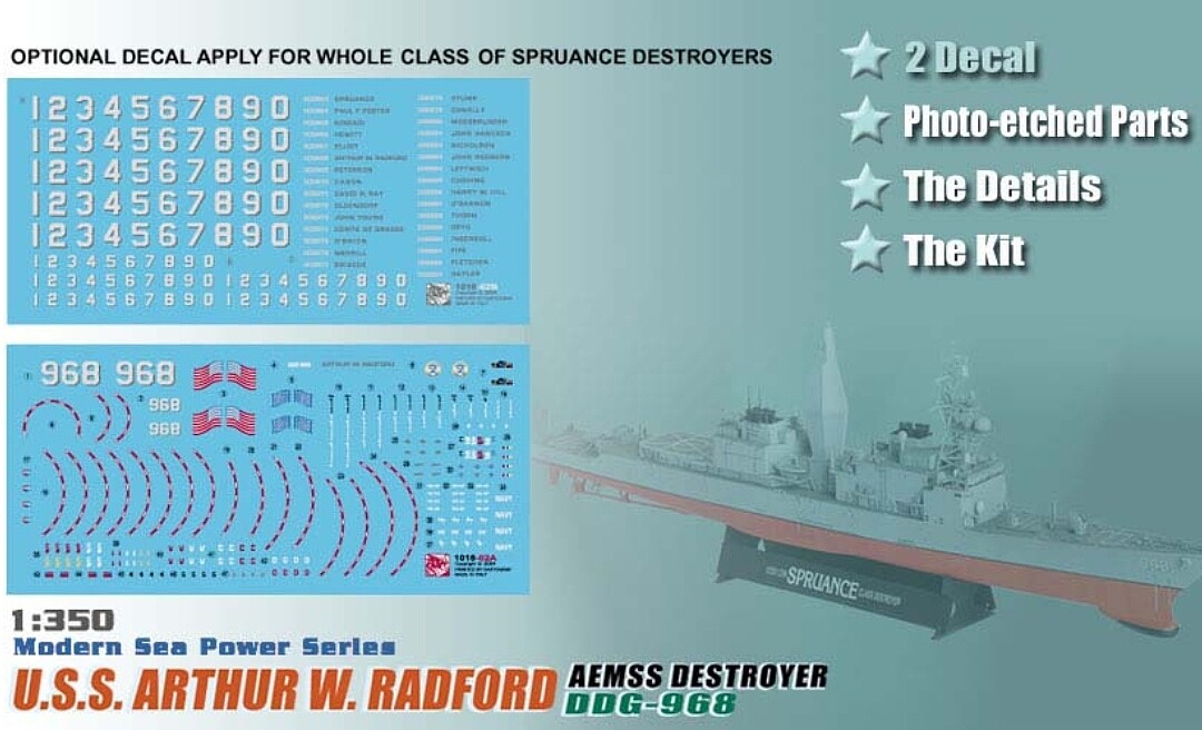 USS Arthur W Radford AEMSS Destroyer DDG968 -- Plastic Model Ship Kit ...