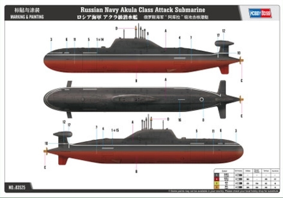 SSN Akula Class Submarine -- Plastic Model Military Ship Kit -- 1/350 ...