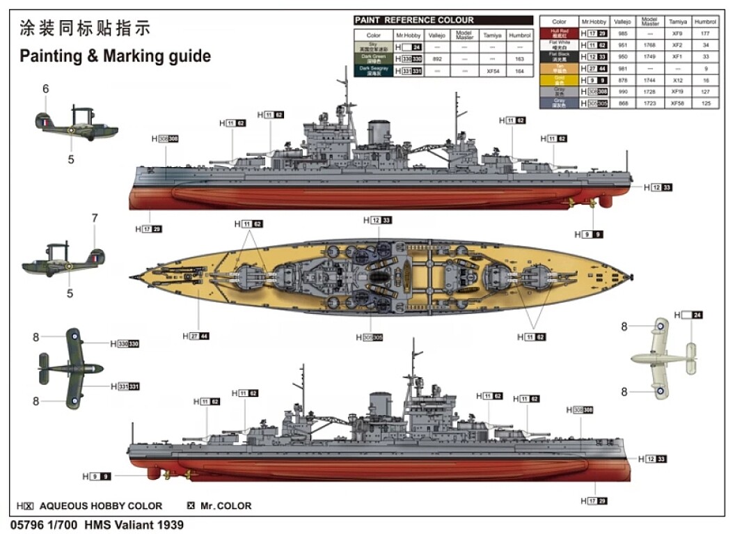 HMS Valiant British Battleship 1939 -- Plastic Model Military Ship Kit ...