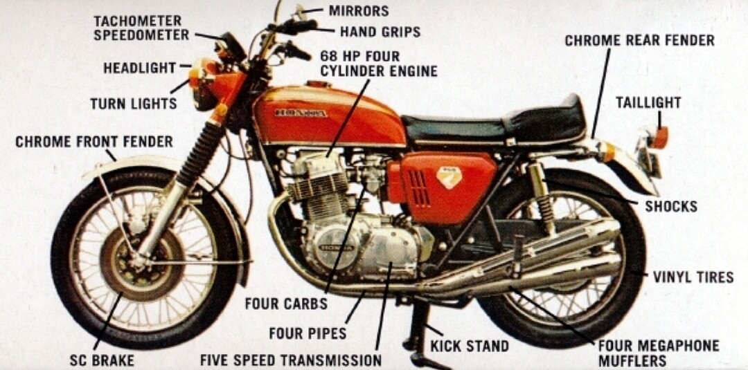 Honda 750 Four Motorcycle -- Plastic Model Motorcycle Kit -- 1/8 Scale ...