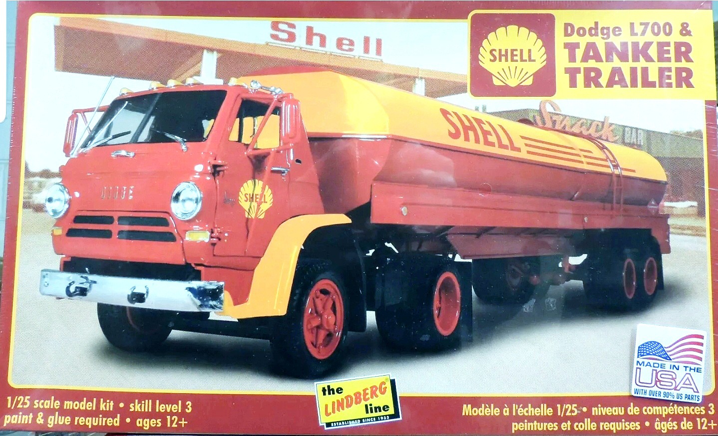 Dodge L700 Tractor with Shell Tanker -- Plastic Model Truck Kit -- 1/25 ...