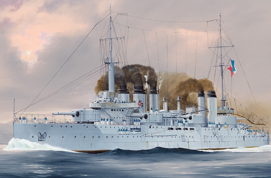 French Navy Pre-Dreadnought Battleship Danton -- Plastic Model Ship Kit ...