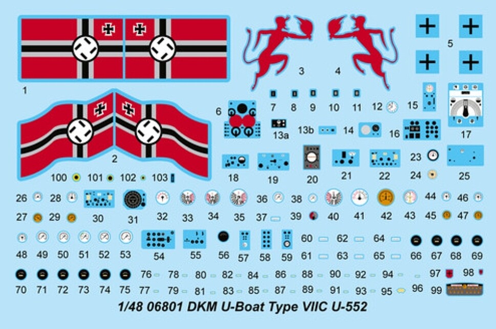 German DKM VIIC U-552 U-Boat -- Plastic Model Military Ship Kit -- 1/48 ...