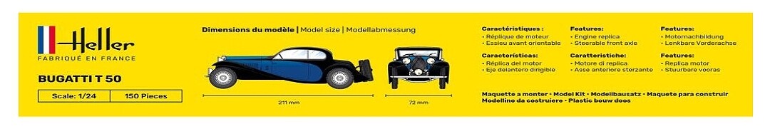 Bugatti T50 Car -- Plastic Model Car Kit -- 1/24 Scale -- #80706 ...