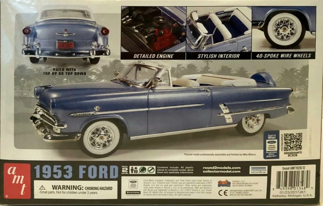 1953 Ford Convertible -- Plastic Model Car Kit -- 1/25 Scale -- #1026 ...