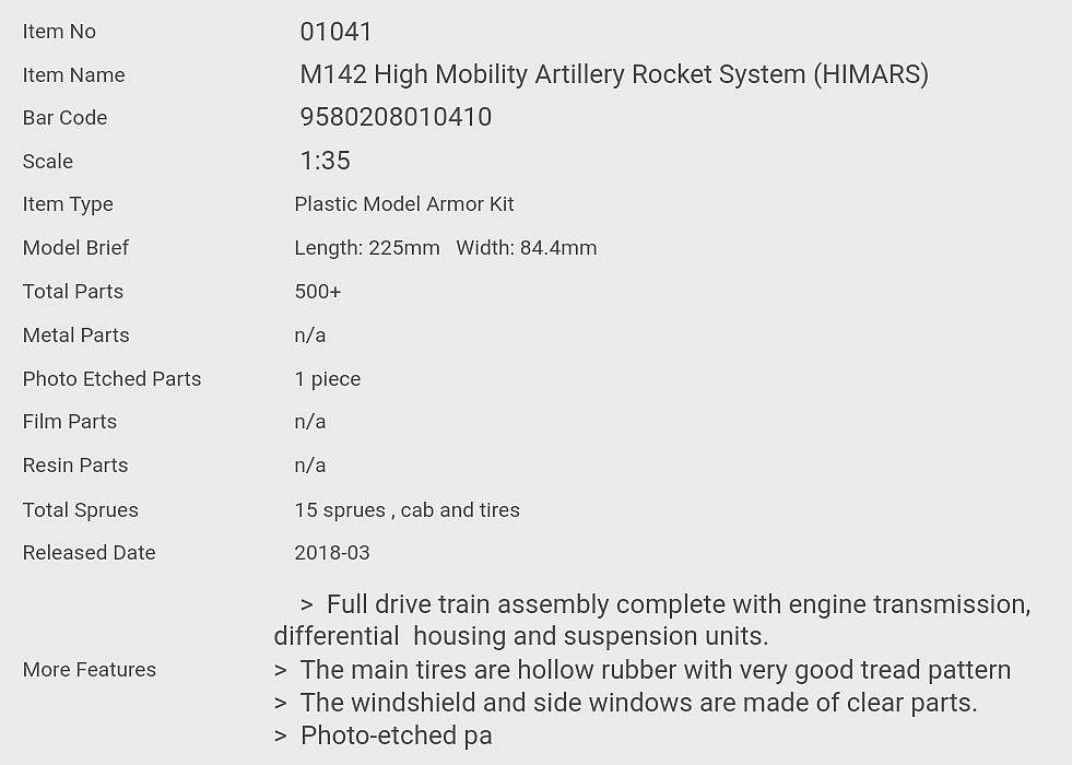 M142 High Mobility Artillery Rocket System -- Plastic Model Military Vehicle Kit -- 1/35 ...