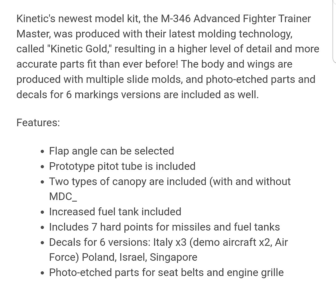 M-346 Master Advanced Fighter Trainer -- Plastic Model Airplane Kit ...