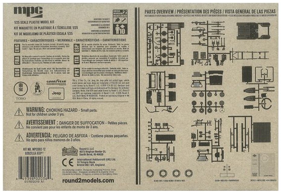 Godzilla Army Jeep -- Plastic Model Military Vehicle Kit -- 1/25 Scale ...