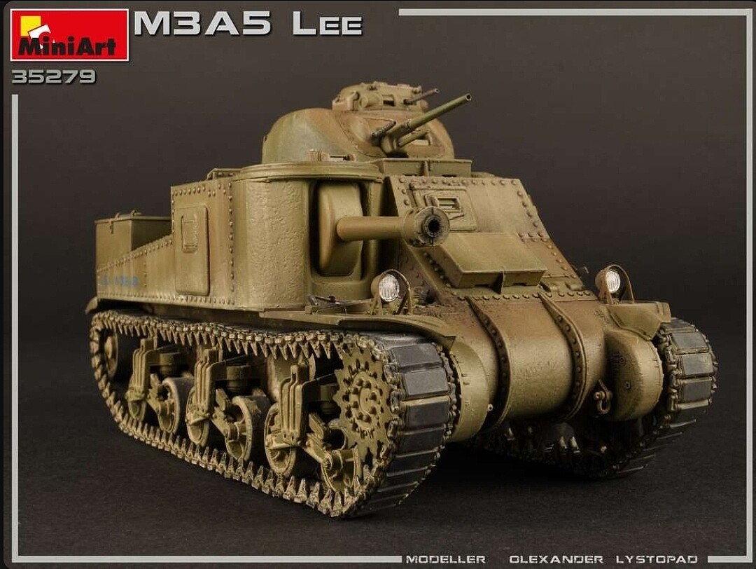 WWII M3A5 Lee Medium Tan -- Plastic Model Tank Kit -- 1/35 Scale ...