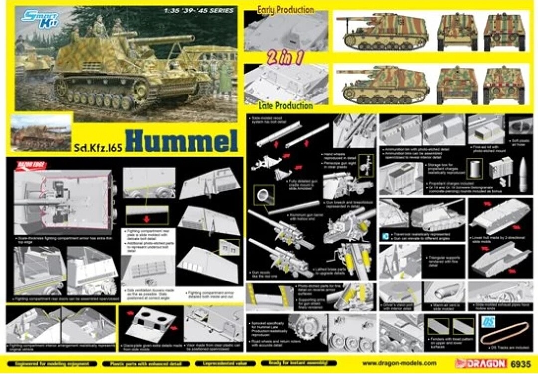 Sd.Kfz.165 Hummel E/L Prod -- Plastic Model Military Vehicle -- 1/35 ...