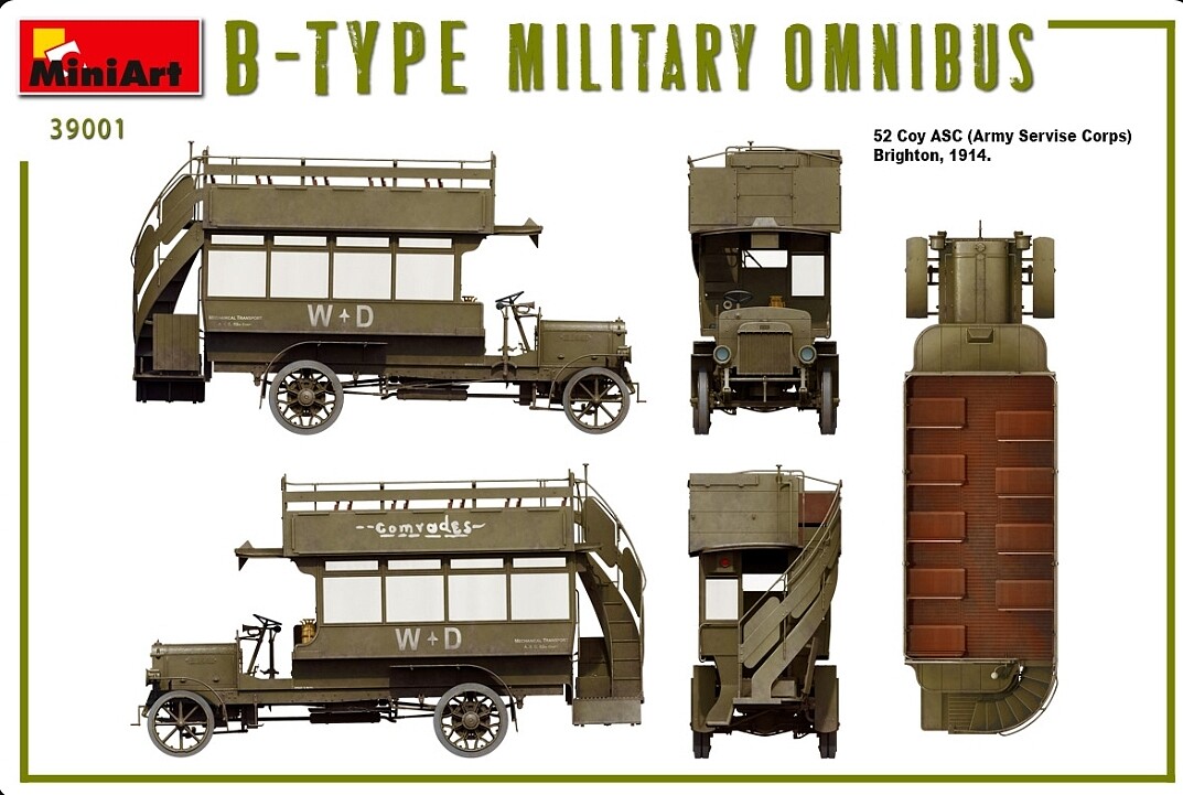 WWI B-Type Military Omnibus -- Plastic Model Military Bus Kit -- 1/35 ...