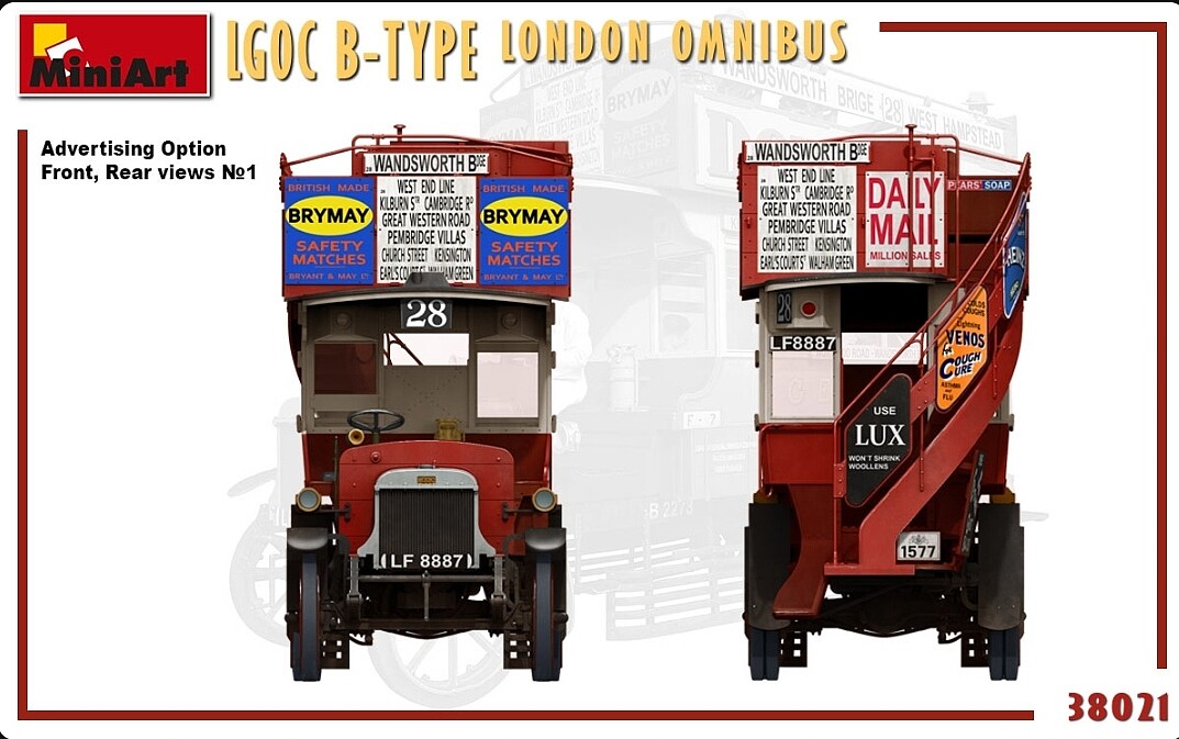 LGOC B-Type London Double Decker Omnibus -- Plastic Model Bus Kit -- 1/ ...