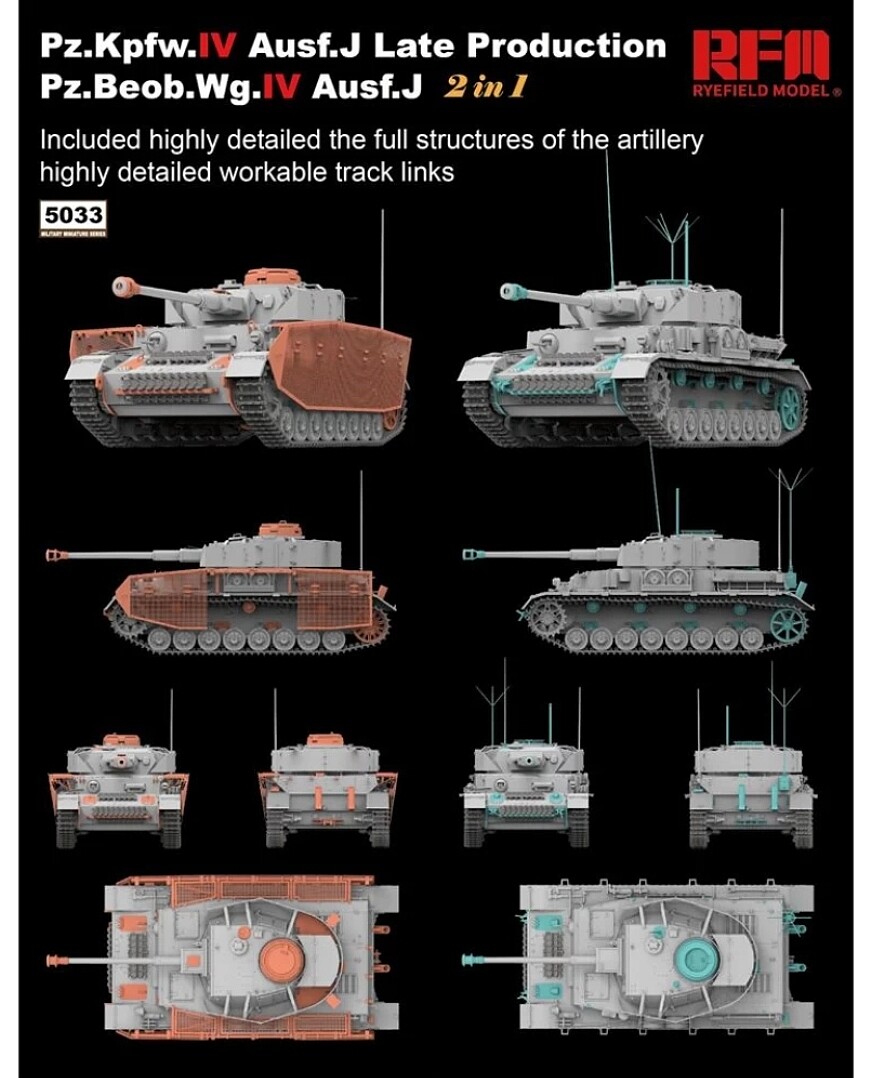 Pz.Kpfw.IV & Pz.Beob.Wg.IV Ausf.J (2 in 1) -- Plastic Model Military ...