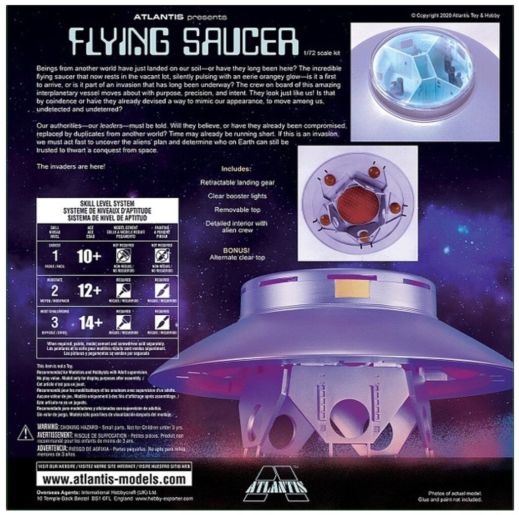 Fling Saucer w/ Clear Dome -- Science Fiction Plastic Model Kit -- 1/72 ...