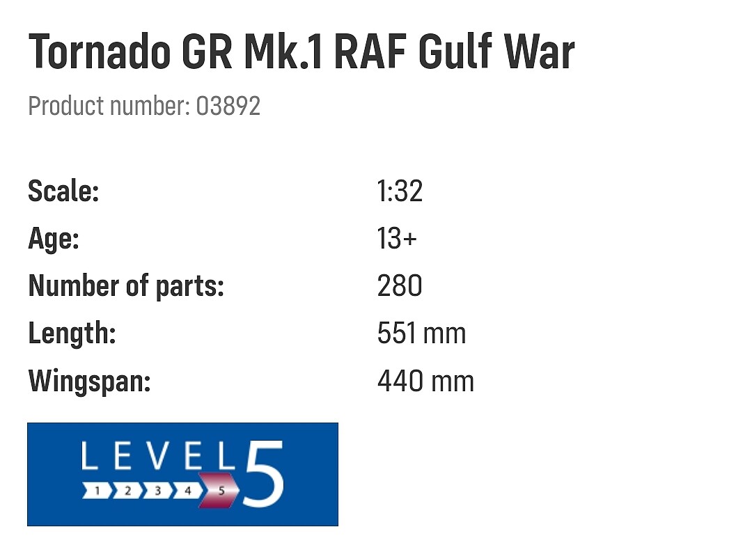 Tornado GR1 RAF Gulf War Fighter -- Plastic Model Airplane Kit -- 1/32 ...