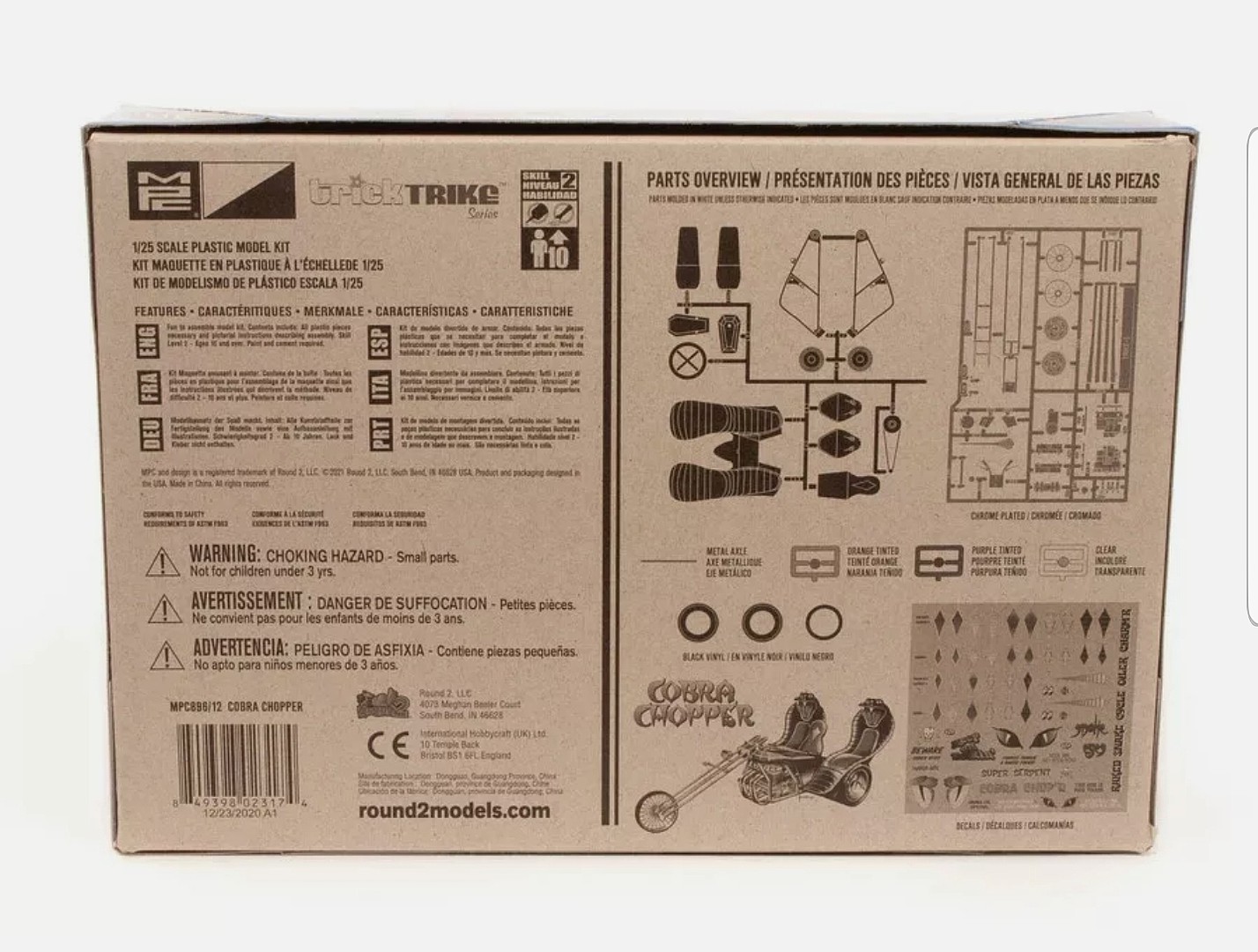 Cobra Chopper Custom Trike -- Plastic Model Motorcycle Kit -- 1/25 ...