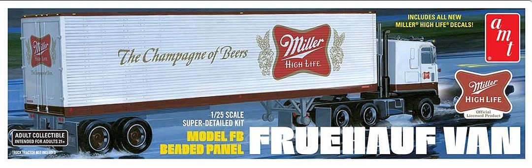 40' Semi Trailer (Miller Beer) -- Plastic Model Truck Vehicle Kit -- 1/ ...