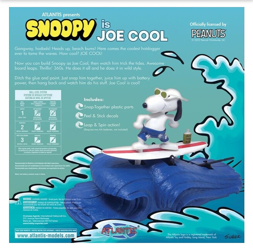 Snoopy is Joe Cool Surfing -- Snap Together Plastic Model Celebrity ...