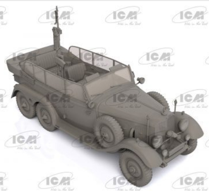 WWII German G4 Staff Car with Armament -- Plastic Model Military ...
