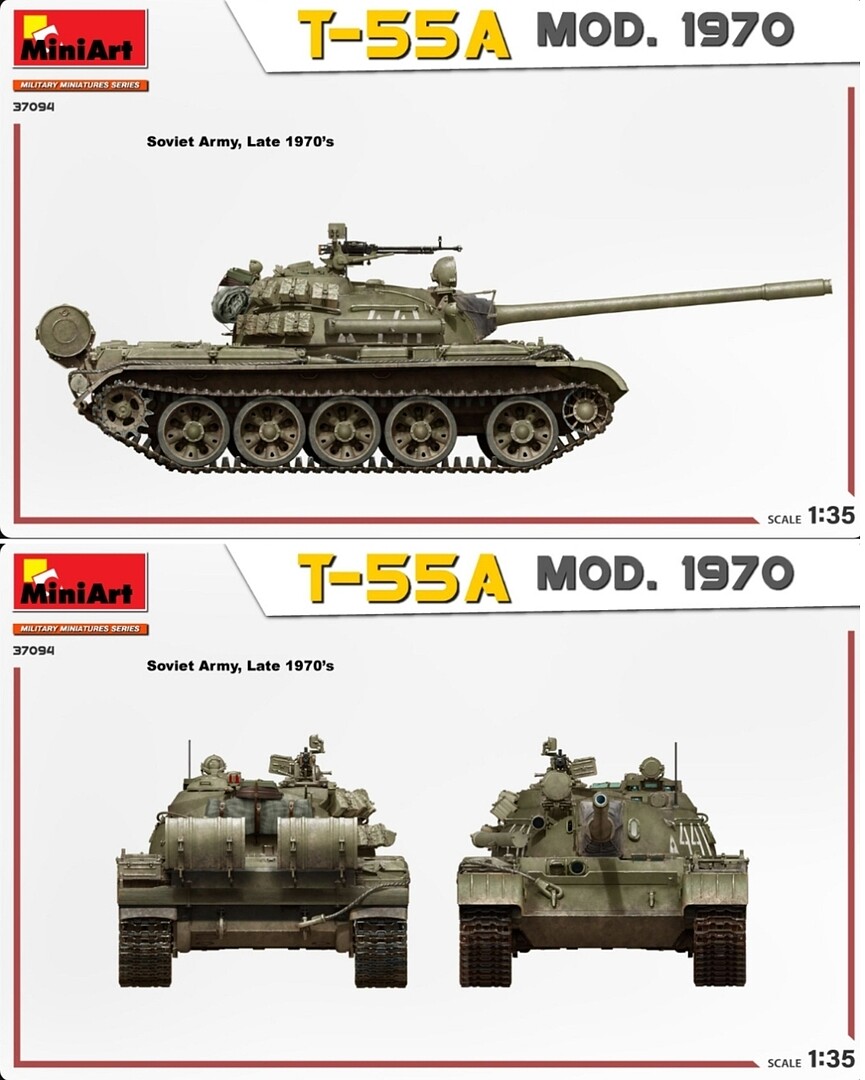 Soviet T55A Mod 1970 Tank w/Full Interior -- Plastic Model Military ...