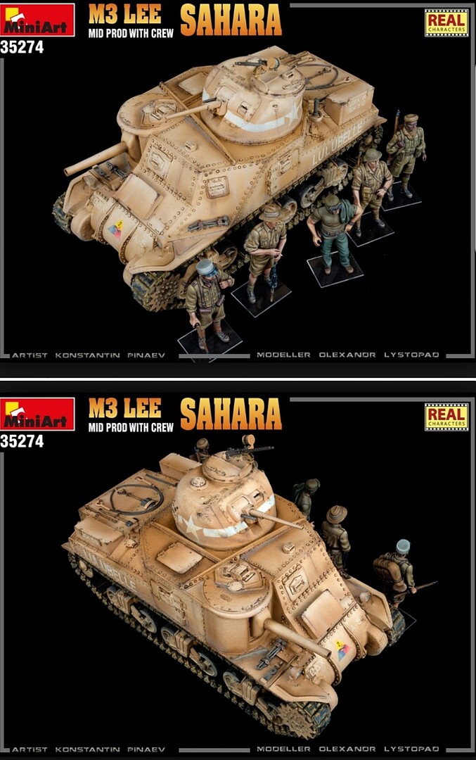 M3 Lee Mid Production Sahara Tank w/5 Crew -- Plastic Model Tank Kit ...