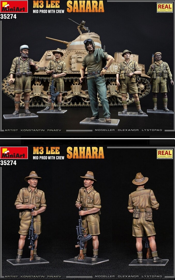 M3 Lee Mid Production Sahara Tank w/5 Crew -- Plastic Model Tank Kit ...