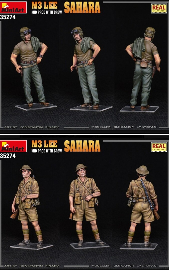 M3 Lee Mid Production Sahara Tank w/5 Crew -- Plastic Model Tank Kit ...