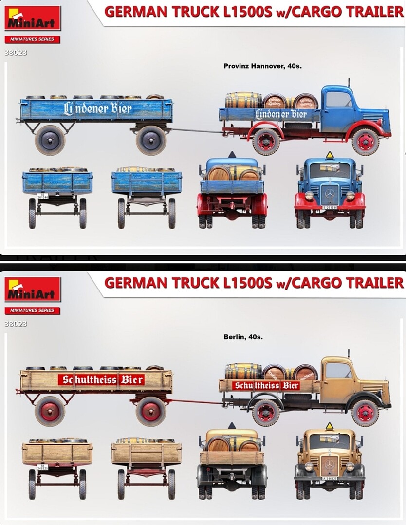 German L1500S Truck w/Cargo Trailer -- Plastic Model Cargo Truck Kit ...