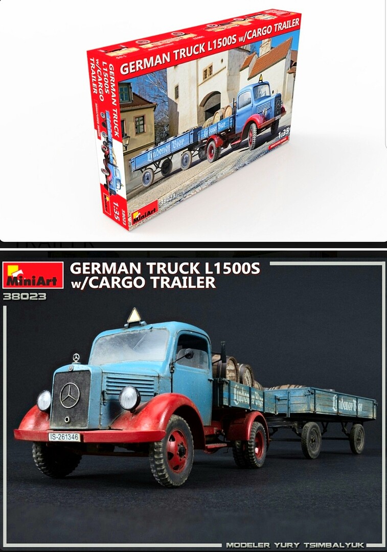 German L1500S Truck w/Cargo Trailer -- Plastic Model Cargo Truck Kit ...