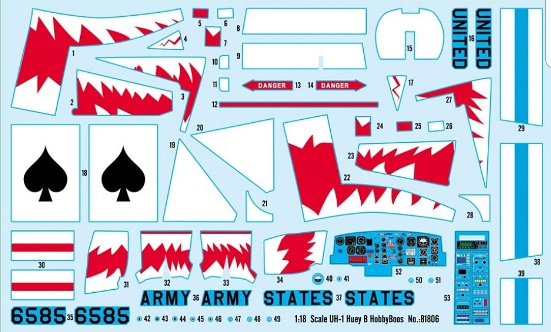 UH-1 Huey B -- Plastic Model Helicopter Kit -- 1/18 Scale -- #81806 ...