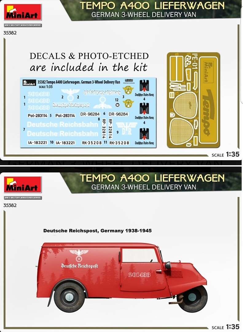 Tempo A400 Lieferewagen German 3-Wheel Delivery Van -- Plastic Model ...