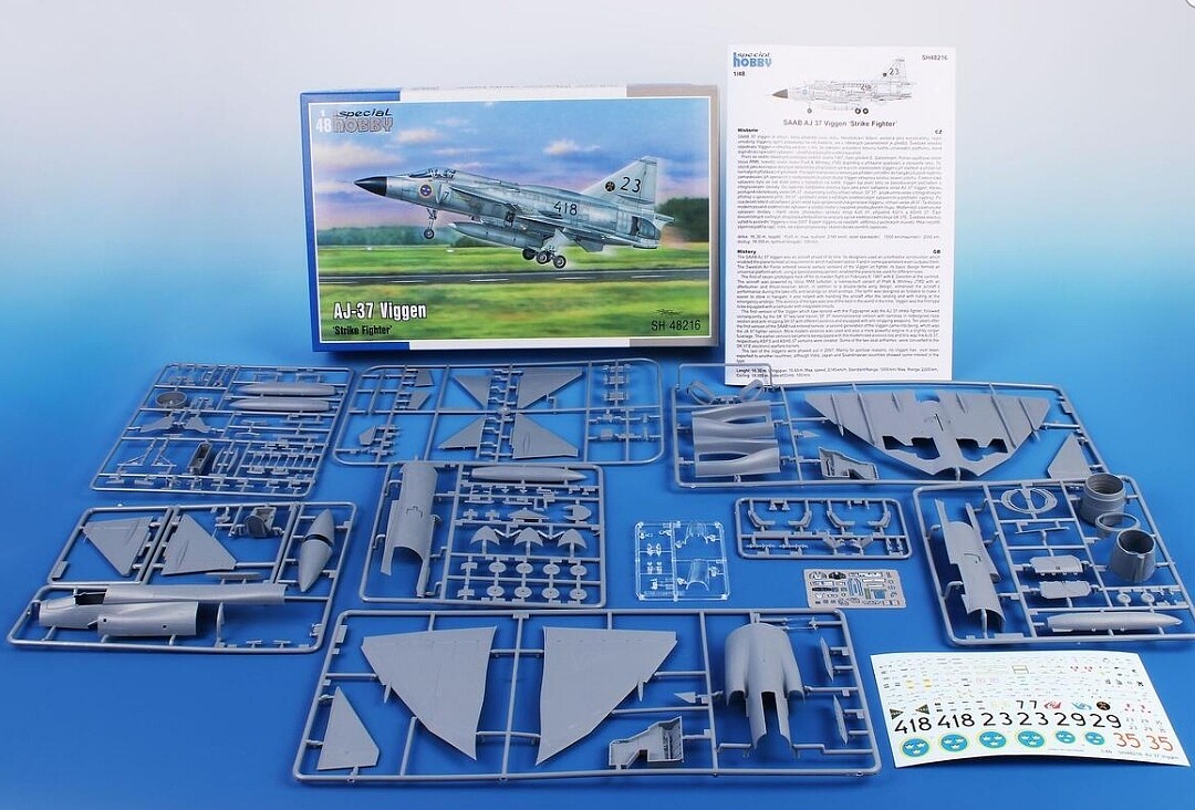 AJ37 Viggen Strike Fighter -- Plastic Model Airplane Kit -- 1/48 Scale ...