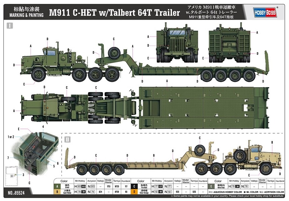 M911 C-HET w/Talbert 64T Trailer -- Plastic Model Truck Vehicle Kit ...