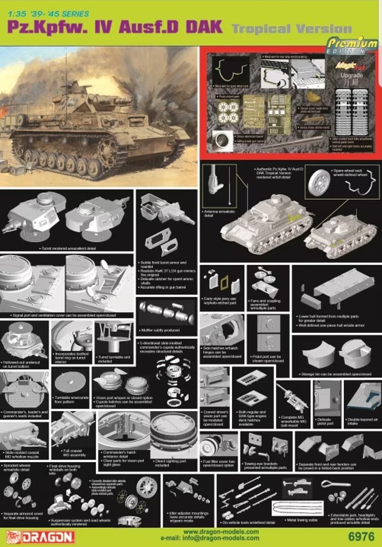PzKpfw IV Ausf D DAK Tank -- Plastic Model Military Vehicle Kit -- 1/35 ...