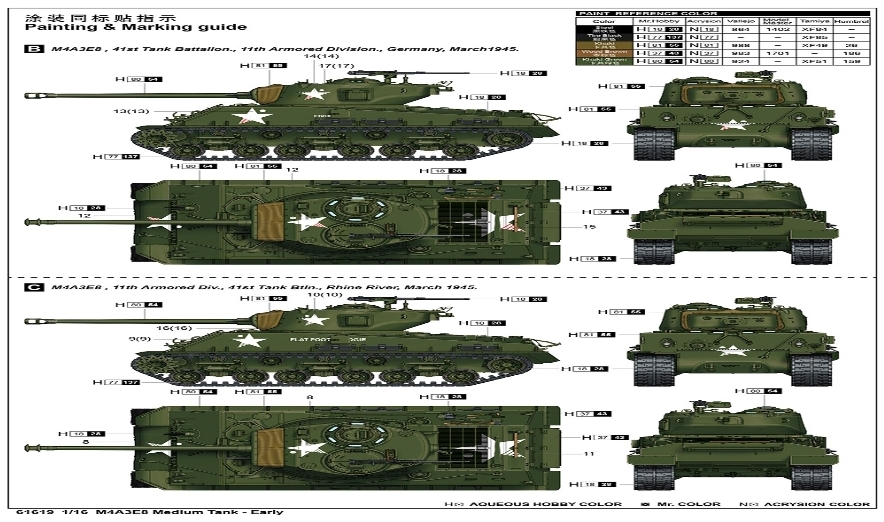 M4A3E8 Early Medium Tank with Detail Up Set -- Plastic Model Tank Kit ...