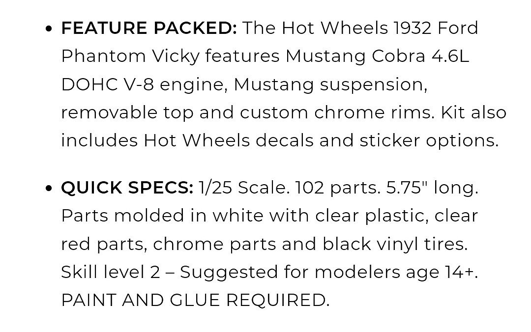 '32 Ford Phantom Vicky Hot Wheels -- Plastic Model Car Vehicle Kit -- 1 ...